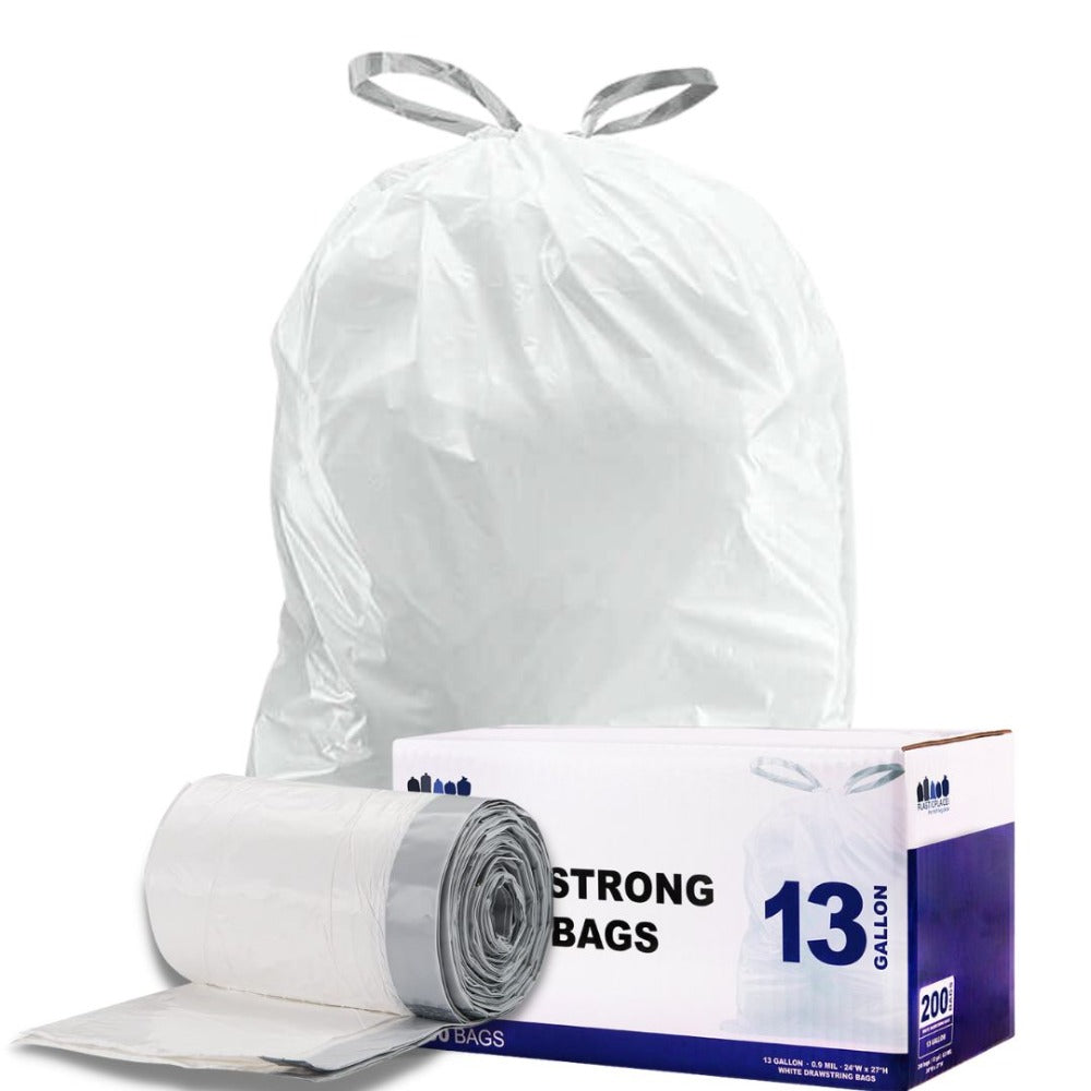 13 Gallon Extra Tall White Drawstring - Jr Pack | D13125WH | Plasticplace – Plasticplace Trash ...