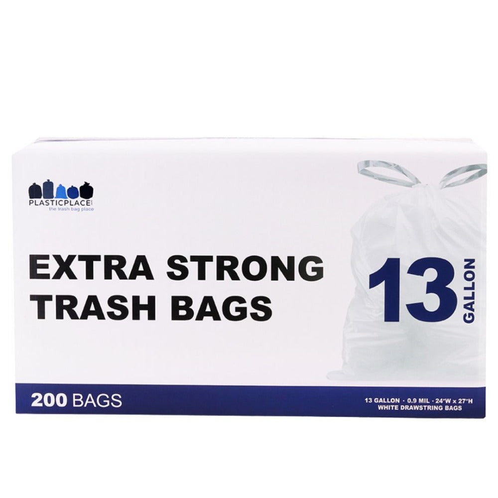13 Gal. Tall Kitchen Drawstring White Trash Bags | D13092WH ...