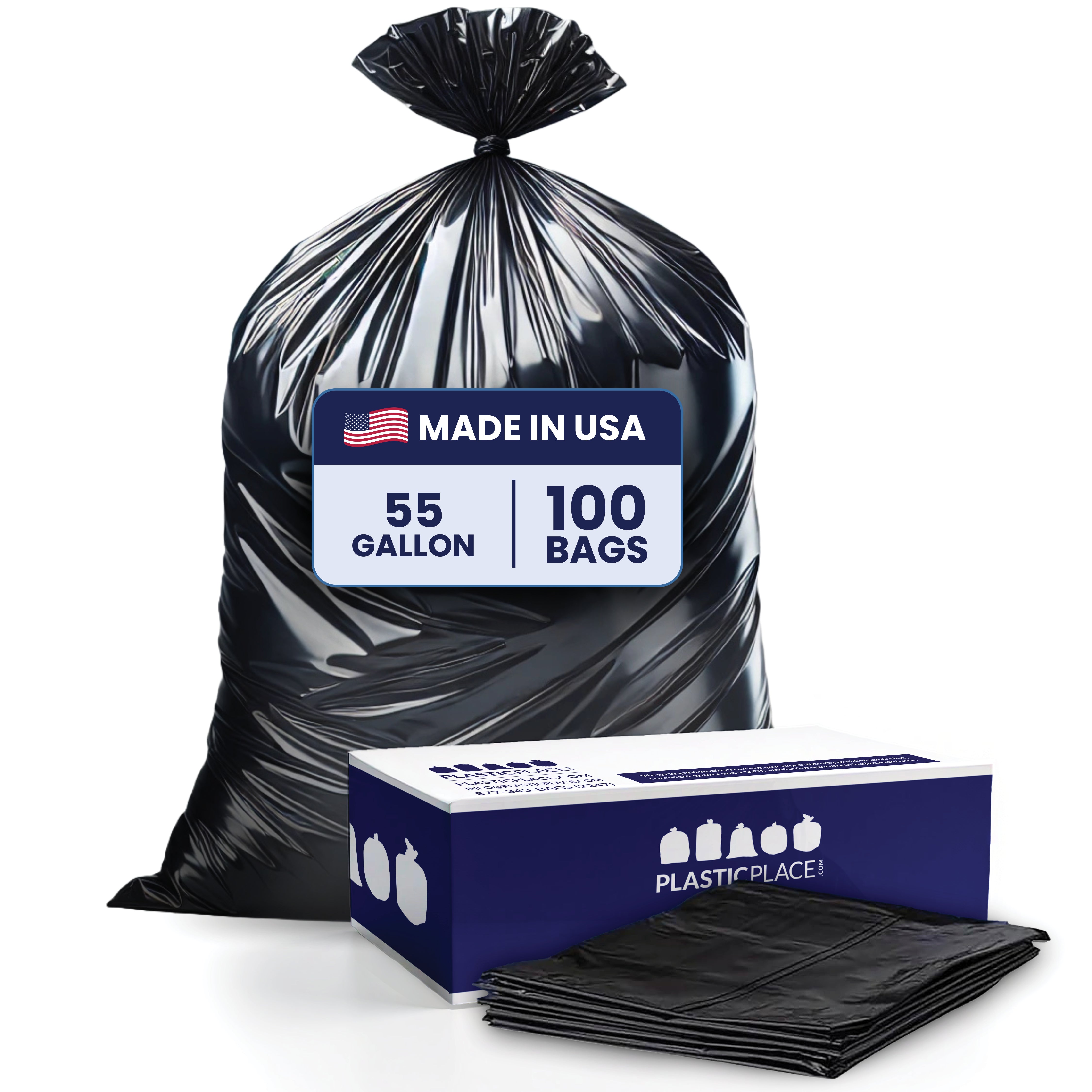 Rubbermaid Compatible Black Trash Bags, 55 Gal. | T55154BK ...