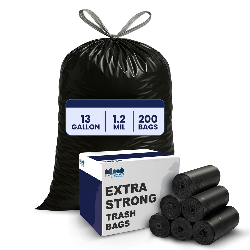 Drawstring Plastic Trash Bags, Garbage & Bin Bags | PlasticPlace.com ...