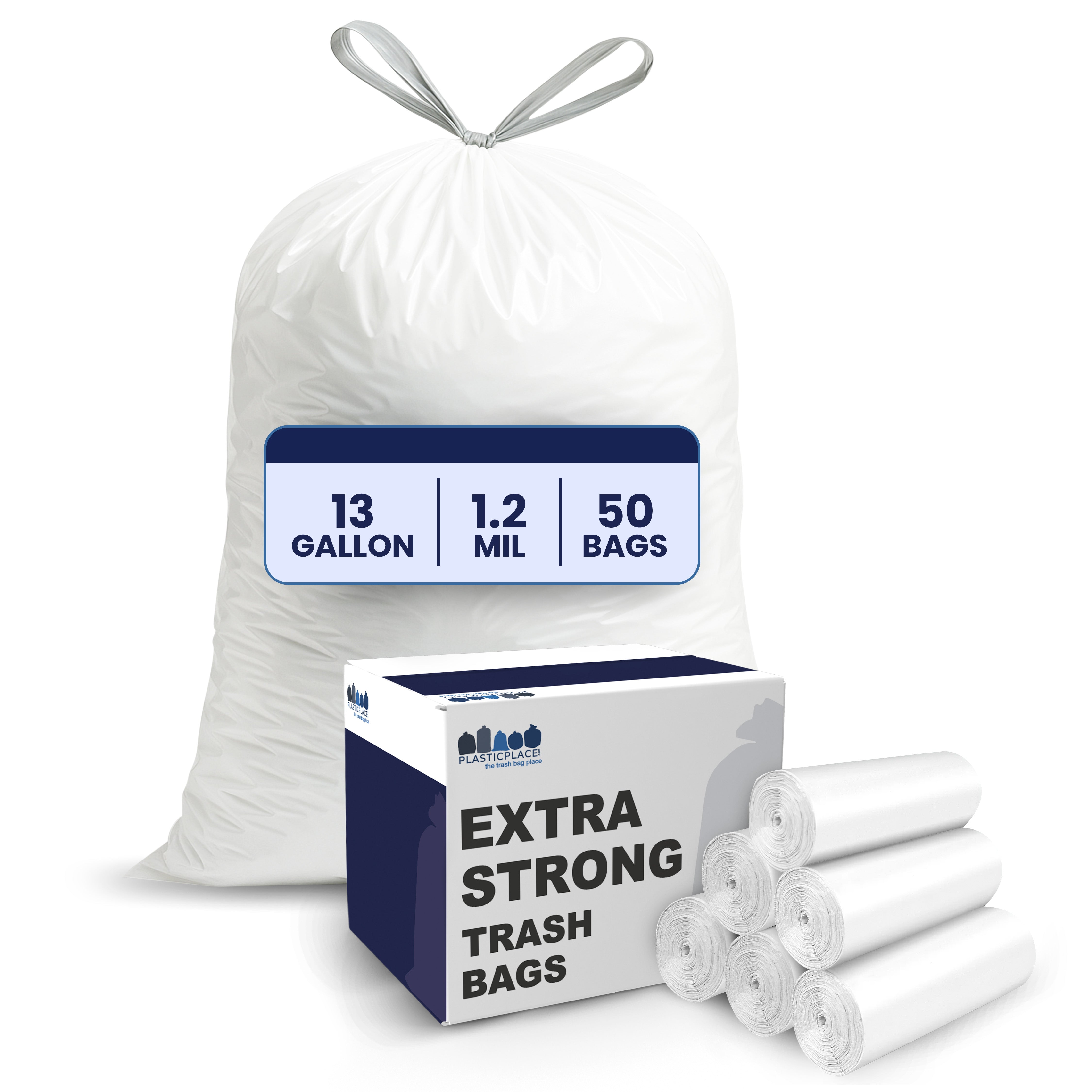 Drawstring Plastic Trash Bags, Garbage & Bin Bags | PlasticPlace.com ...