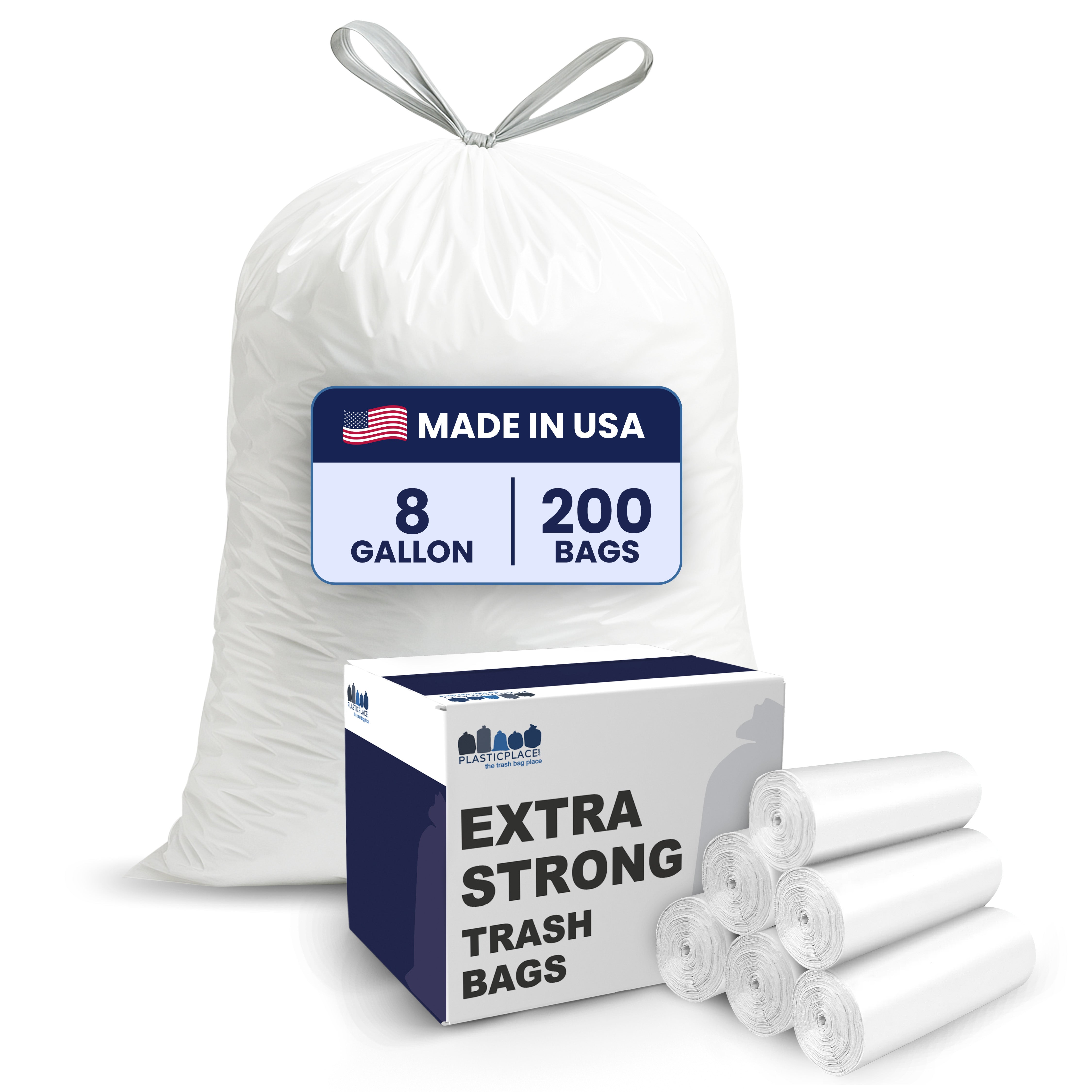 Drawstring Plastic Trash Bags, Garbage & Bin Bags | PlasticPlace.com ...