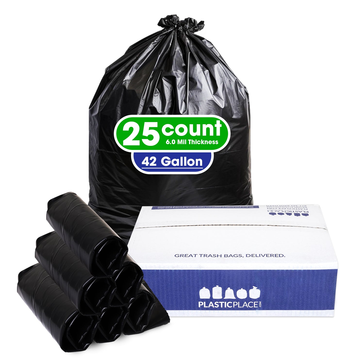 Black 42 Gal. Contractor Bags, 6 Mil, 33"x48" | C42602BK | Plasticplace ...